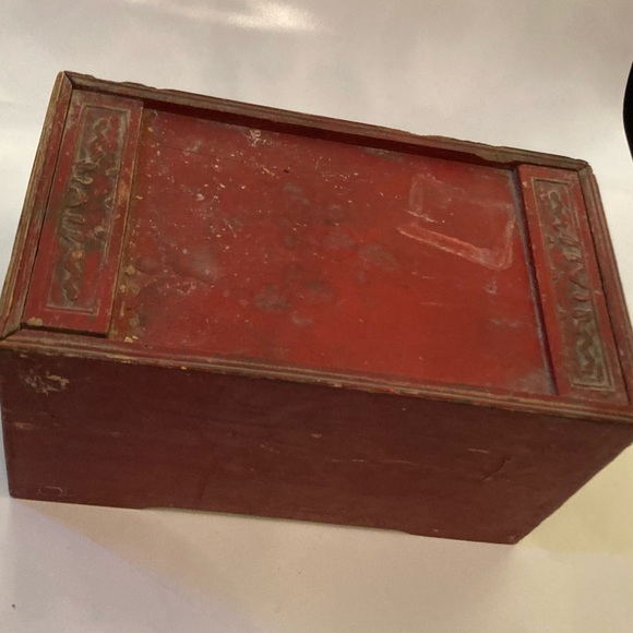 Antique | Accents | Antique Indian Red Painted Wooden Storage Box Two ...